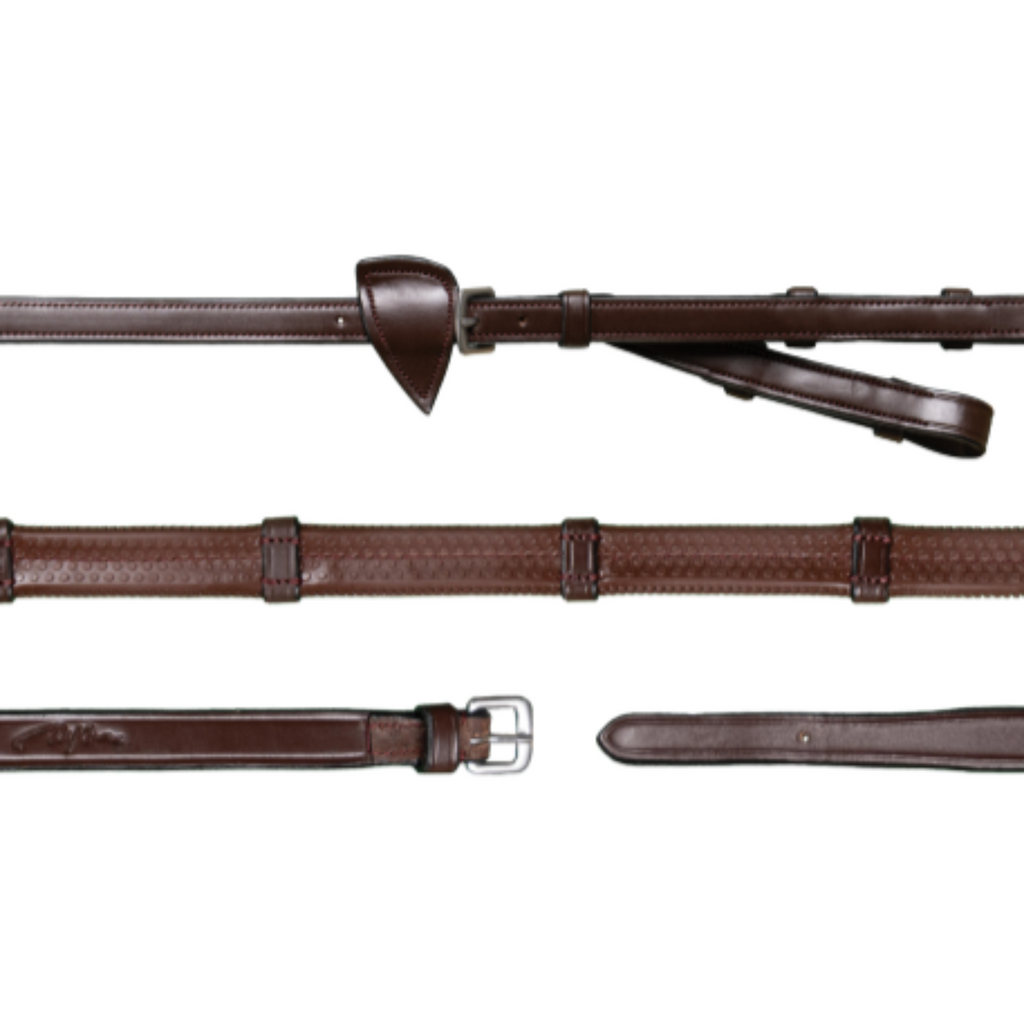 Dy'on - 1/2 Converter Rubber Reins with 7 Leather Loops - Brown ...