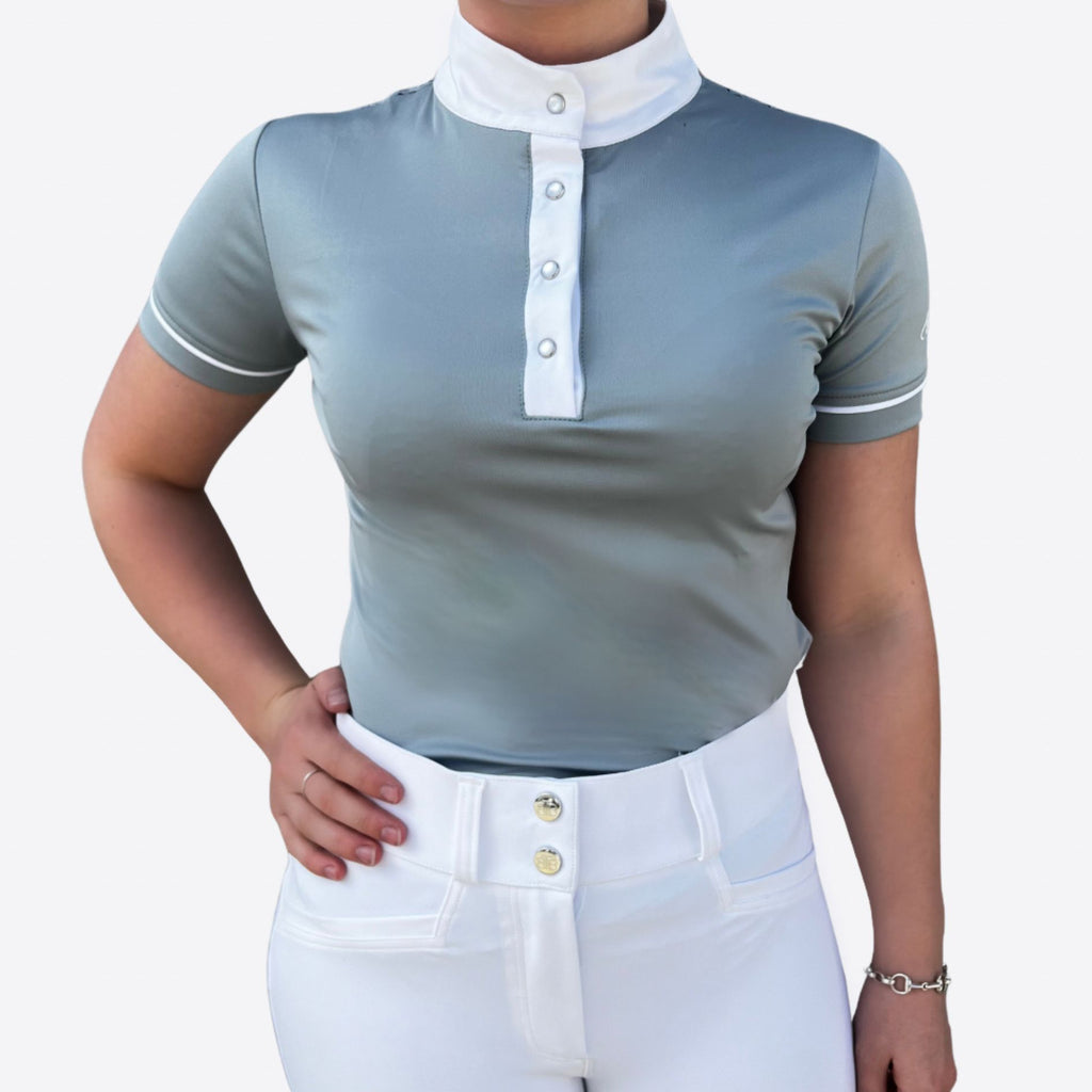 Cavallino Competition Riding Shirt - Grey – Rangiora Equestrian Supplies